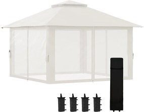Pavilon Outsunny 4x4m Stabilní Zimní Pop-up Zahradní Altán s Dvojitou Stříškou, UV Ochrana 50+, Party Stan se 4 Bočními Stěnami a Pytli na Písek pro K