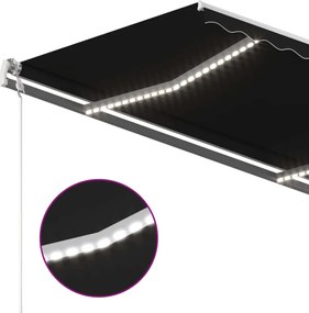 vidaXL Marketos Automatická markýza LED a senzor větru 400 x 300 cm antracitová