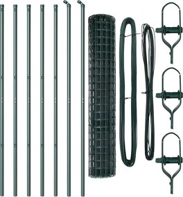 Euro plotové kotvení 10 x 1,5 m Ocel potažená PVC Zelená 3350285