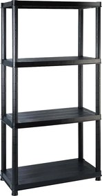 Úložný regál 4patrový černý 122 x 30,5 x 130 cm plast 3059851