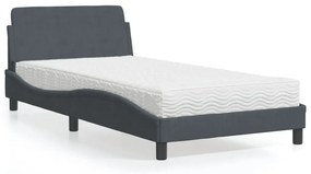 Postel s matrací Dover tmavě šedá 100 x 200 cm samet 3208352