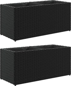 Zahradní truhlíky se 2 květináči 2 ks černé 72 x 30 x 32 cm 3210528