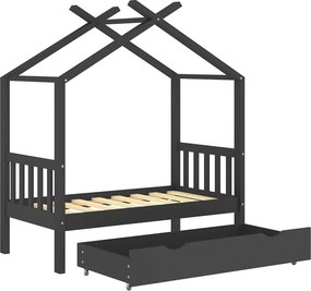 Rám dětské postele se zásuvkou tmavě šedý borovice 70 x 140 cm 322151