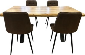 Vikio Jídelní set pro 4 osoby 140x90 cm dub-hnědá samet VJS214-4H-S