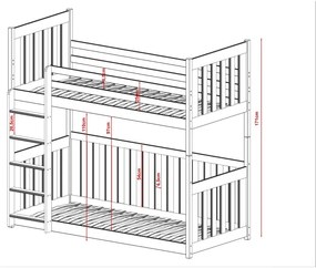 Legno Dětská patrová postel Kryštof šedá Rozměr (cm): 90x190