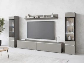 Nábytek do obývacího pokoje Sawoti II, Barva: šedé palladium, Osvětlení: osvětlení LED - bílé