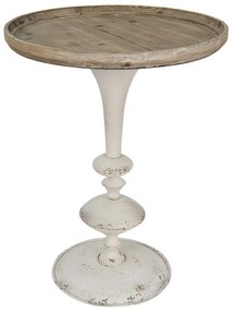 Bílo-hnědý antik odkládací stolek Varria - Ø 60*76 cm
