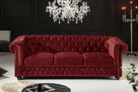 Designová trojsedačka Chesterfield 205 cm červený samet