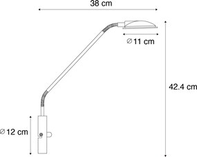 Moderní nástěnné ocelové svítidlo včetně LED - Eva