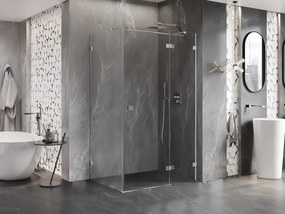 Mexen Lunar T, výklopný sprchový kout pravý 80 x 70 cm, čiré sklo, chromový profil, 834T-080-070-01-00-P