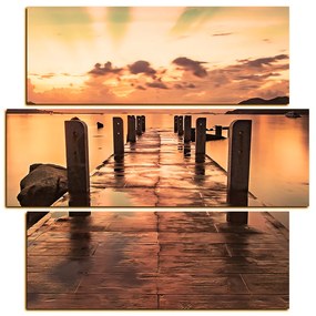 Obraz na plátně - Krásný západ slunce nad jezerem - čtverec 3164FD (105x105 cm)