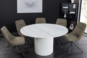 Kulatý keramický jídelní stůl Messina bílá 120cm