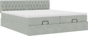 Osmanský rám postele s matracíes světle šedá 160x200cm samet 3312086