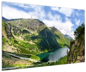 Obraz horské krajiny s jezerem (120x80 cm)