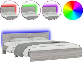 Rám postele s čelem a LED osvětlením šedý sonoma 200 x 200 cm 3207586