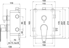 Novaservis Titania Fresh Podomítková baterie s boxem 3 vývody, FRESH, chrom, BOX96051RX,0