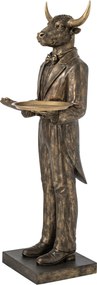 Dekorace velký zlatohnědý buvol Waiter – 72*59*194 cm