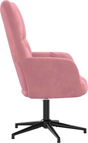 Relaxační křeslo růžové samet 328099
