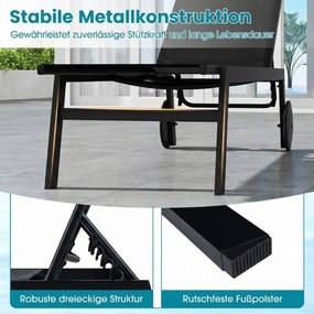 Costway Lehátko s kolečky, zahradní lehátko s nastavitelným opěradlem