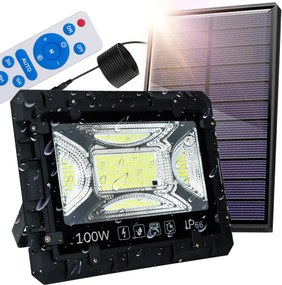 Silný solární Led halogenový zářič 100W IP66 Venkovní lampa s dálkovým ovládáním