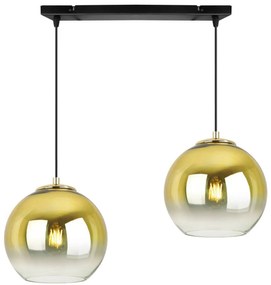 Závěsné svítidlo Bergen Gold, 2x zlaté/transparentní skleněné stínítko (fi 20cm)