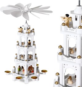 Casaria Vánoční pyramida MERRY, 60 × 20 × 20 cm, bílá