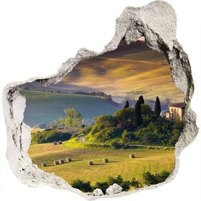 Wallmuralia Díra 3D ve zdi nálepka Toskánsko Itálie 75x75 cm