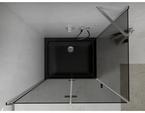Mexen Lima, sprchový kout se skládacími dveřmi 100 (dveře) x 80 (stěna) cm, 6mm šedé sklo, chromový profil + slim sprchová vanička černá + chromový sifon, 856-100-080-01-40-4070