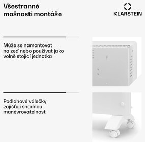 Klarstein Bansin Crystal Smart, konvektor, 1500 W, 5 - 50 °C, ovládání pomocí aplikace