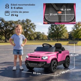 AIYAPLAY elektrické SUV pro děti Land Rover Defender 12 V dálkové ovládání Zavěšení Plynulý start 2,7–4,5 km/h Růžová