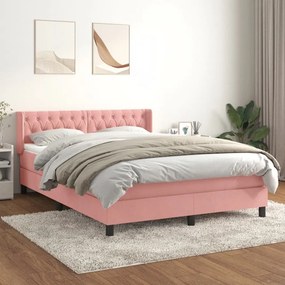 Box spring postel s matrací růžová 140x190 cm samet 3131140