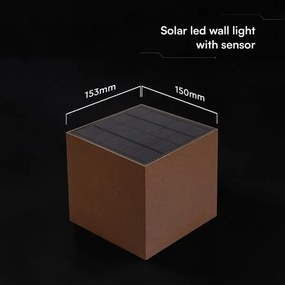 LED Sol nástěnné svítidlo se sen LED/9W/3,7V 3000/4000/5000K IP65 2600 mAh hnědá