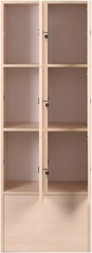 Dřevěná šatní skříňka S5 s odkládacími boxy, 6 boxů, 1700 x 600 x 420 mm, cylindrický zámek, třešeň