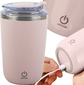 Verk Group Samomíchací hrnek 350 ml, ocelový termos na studené i horké nápoje, s usb kabelem