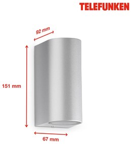 Telefunken Carpi LED venkovní nástěnné, stříbrná