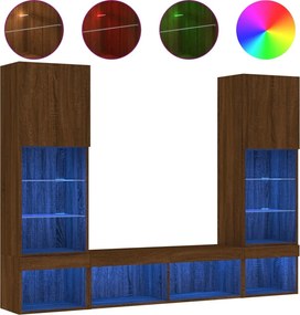 vidaXL 5dílná obývací stěna s LED kompozitní dřevo [3216696] Barva: Bílá