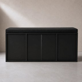 Botník černý se sedákem PORTA, 103 x 30 x 46 cm