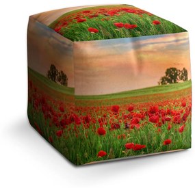 Sablio Taburet Cube Pole vlčích máků 2: 40x40x40 cm