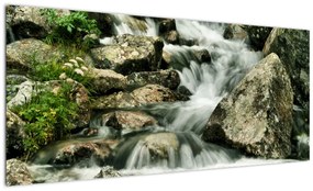 Horský vodopád - obraz (100x40cm)