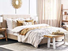 Čalouněná postel 180 x 200 cm béžová LA ROCHELLE Beliani