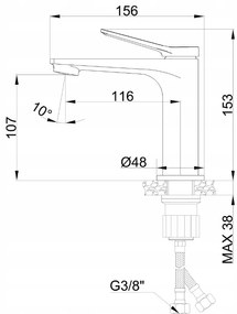 Invena Alonia, umyvadlová baterie h-153, černá lesklá, INV-BU-70-004-V