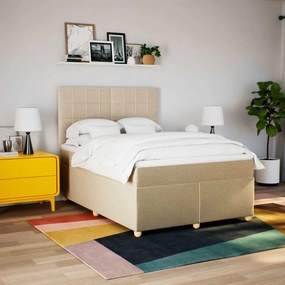 Box spring postel s matrací krémová 140x190 cm textil 3291280