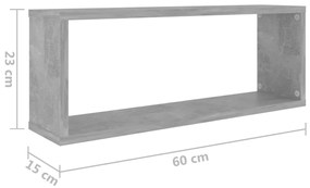 Nástěnné police krychlové 2 ks betonově šedé 60 x 15 x 23 cm - Default Title