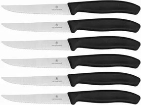 VICTORINOX Swiss Classic Sada 6 ks nožů na steaky černá / vroubkovaná