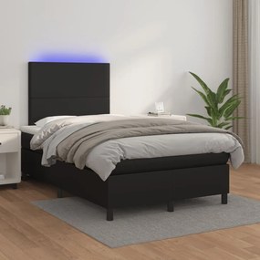 Box spring postel s matrací a LED černá 120 x 190 cm umělá kůže 3270281