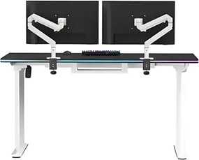 ULTRADESK Quest bílá černá / Herní stůl / 140 x 70 cm / 72-120 cm / el