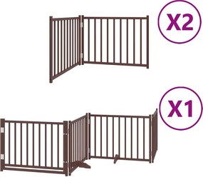 Zábrana pro psy s dvířky skládací 8 panelů hnědá 640 cm topol 3155746