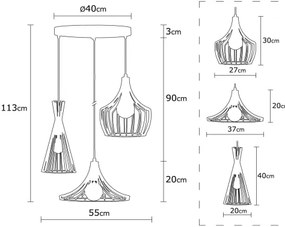 Lustr na lanku MEZOPOTAMYA 3xE27/40W/230V