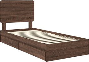 Postel s úložným prostorem se zásuvkou Hnědý dub 75 x 190 cm 3412741