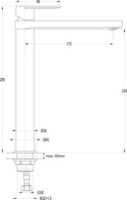 Aqualine DAPHNE DH601B umyvadlová baterie stojánková vysoká bez výpusti černá